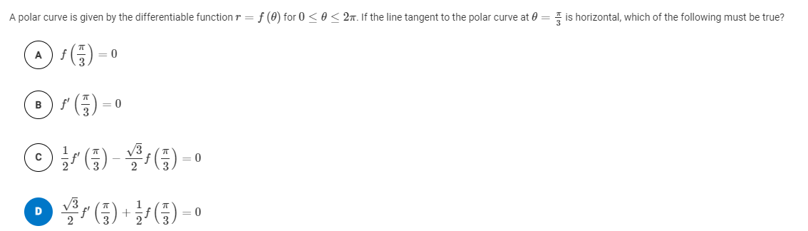 Solved A polar curve is given by the differentiable function | Chegg.com