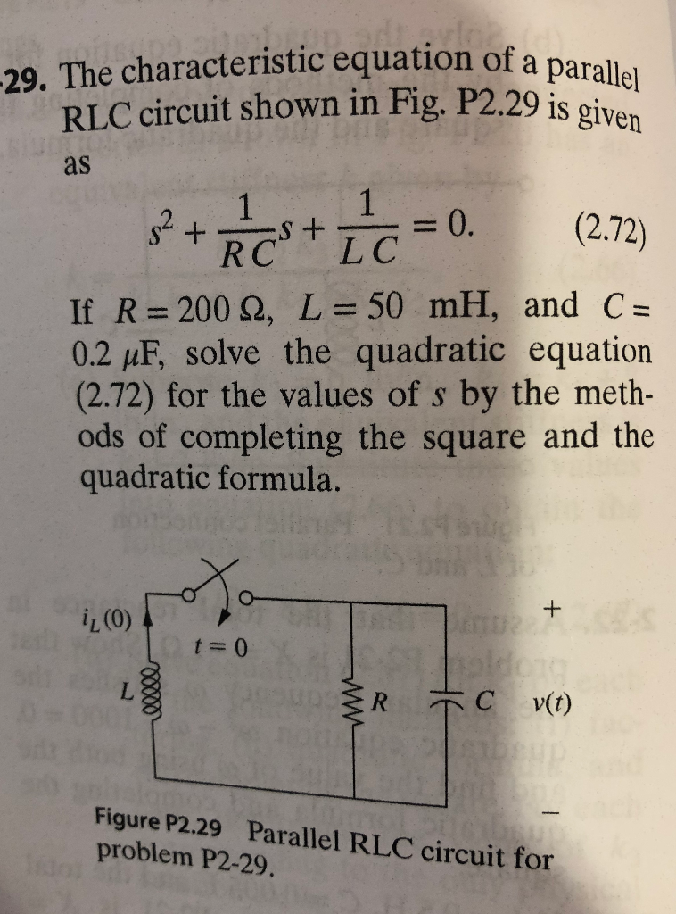 Solved -29. The characteristic equation of a parali RLC | Chegg.com