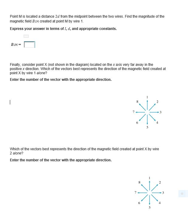 Point M is located a distance 2d from the midpoint | Chegg.com