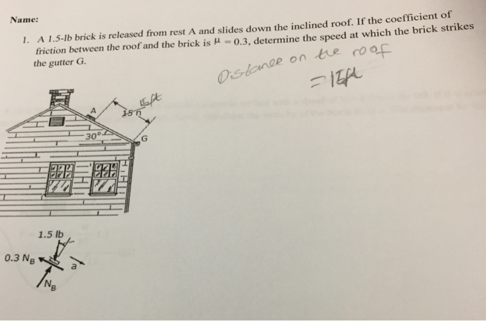 Solved A 1.5-lb brick is released from rest A and slides | Chegg.com