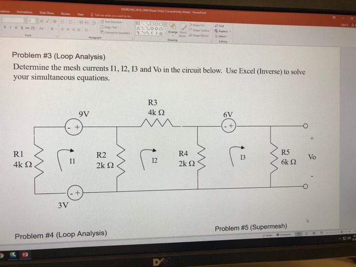 Solved Problem #3 (Loop Analysis) Determine the mesh | Chegg.com