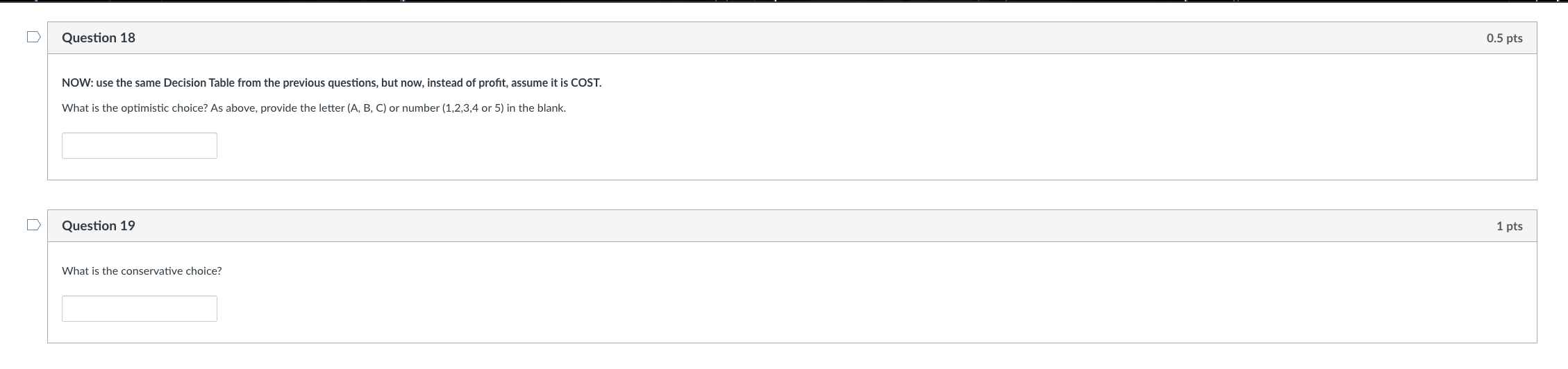 Solved Statoc of Natı iroNOW: use the same Decision Table | Chegg.com