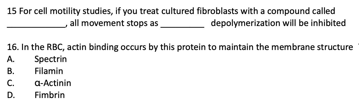 Solved 15 For cell motility studies, if you treat cultured | Chegg.com