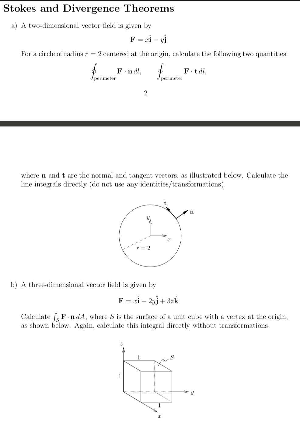 Solved Stokes and Divergence Theorems a) A two-dimensional | Chegg.com