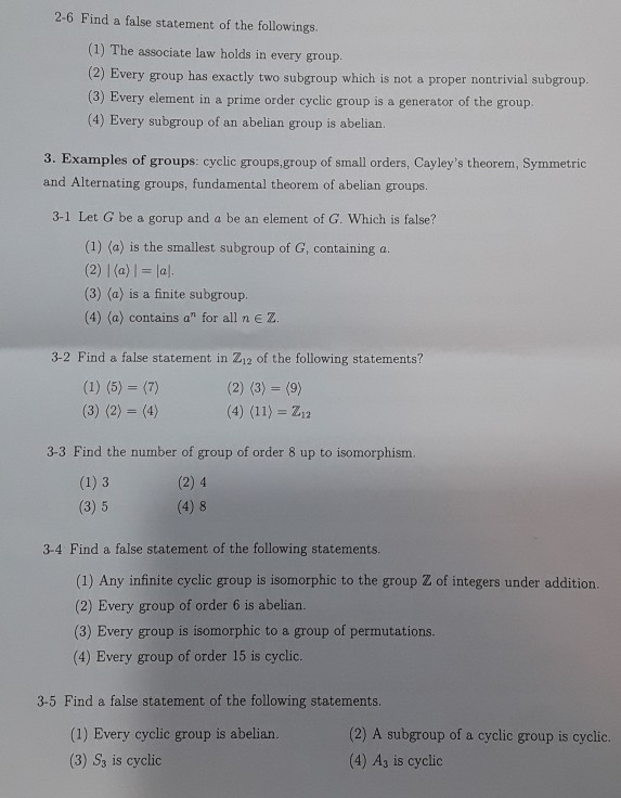 Solved 2. Properties of of groups: subgroup, order of an | Chegg.com