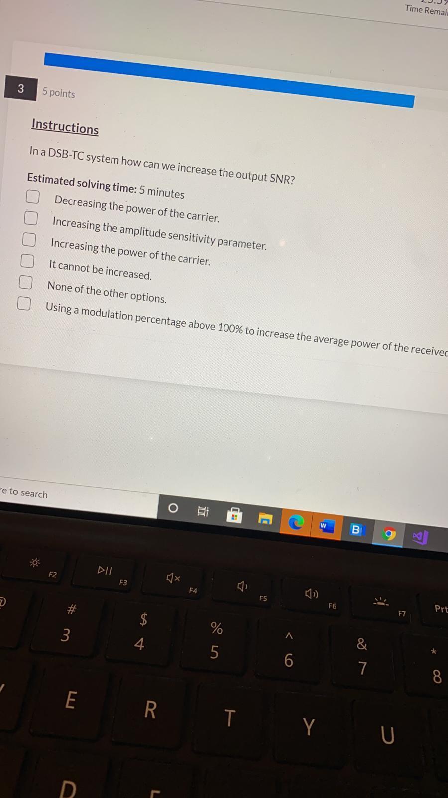 Solved Time Remail 3 5 points Instructions In a DSB-TC | Chegg.com