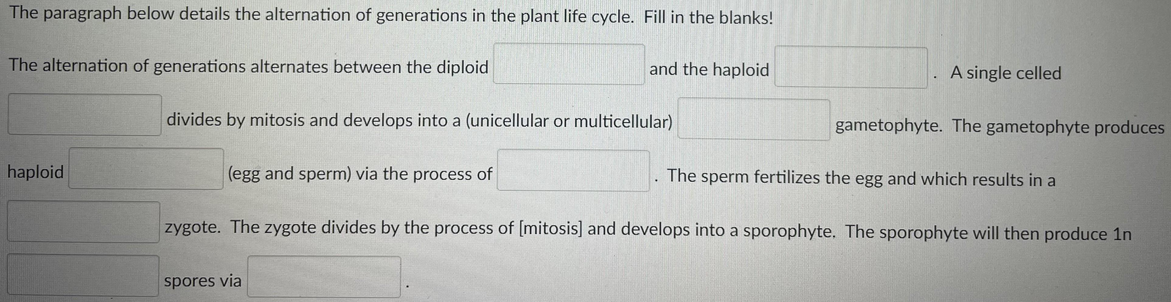 Solved Alternation of generationsThe paragraph below details | Chegg.com