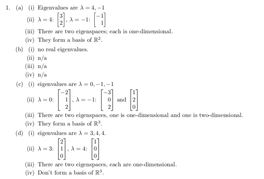 Solved 1. (i) Find the real eigenvalues of the matrix. | Chegg.com