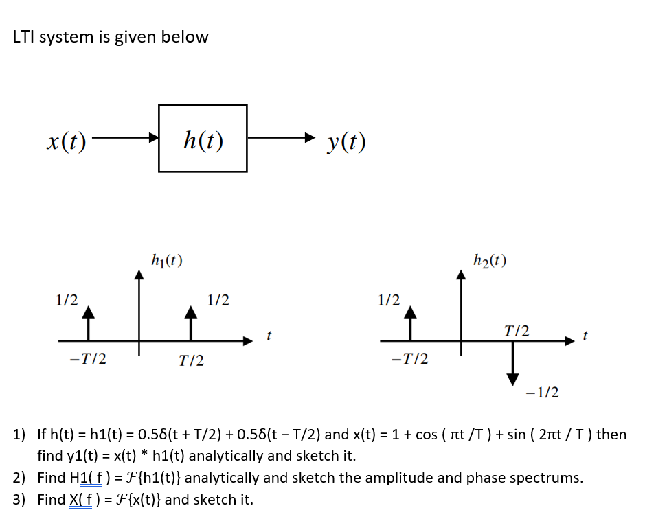 Solved LTI system is given below find y1(t)=x(t)∗h1(t) | Chegg.com