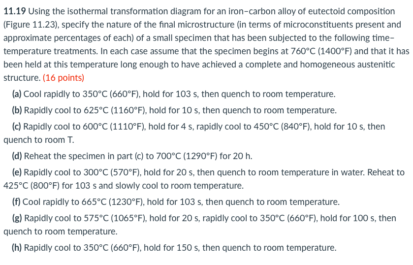 Solved 11.19 Using the isothermal transformation diagram for | Chegg.com