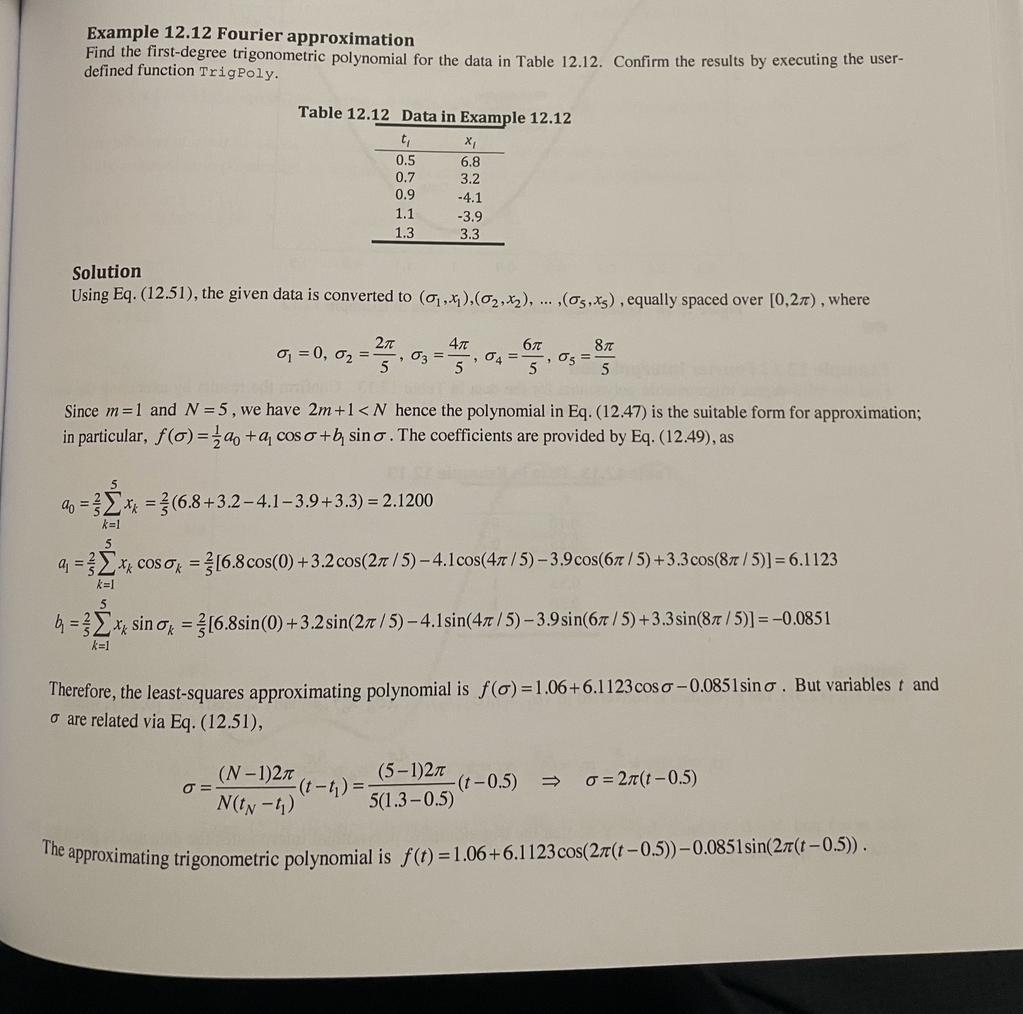 Solved Find the approximating or interpolating trigonometric | Chegg.com