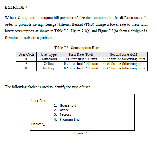 Solved EXERCISE 7 Write a C program to compute bill payment | Chegg.com