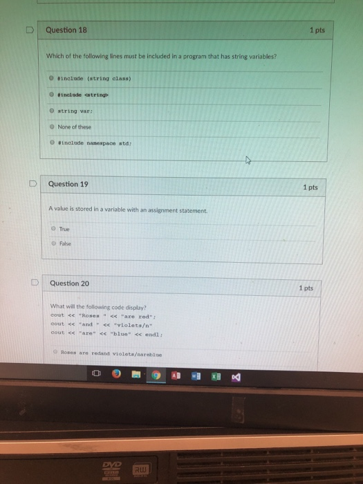 Solved D | Question 18 1 pts Which of the following lines | Chegg.com