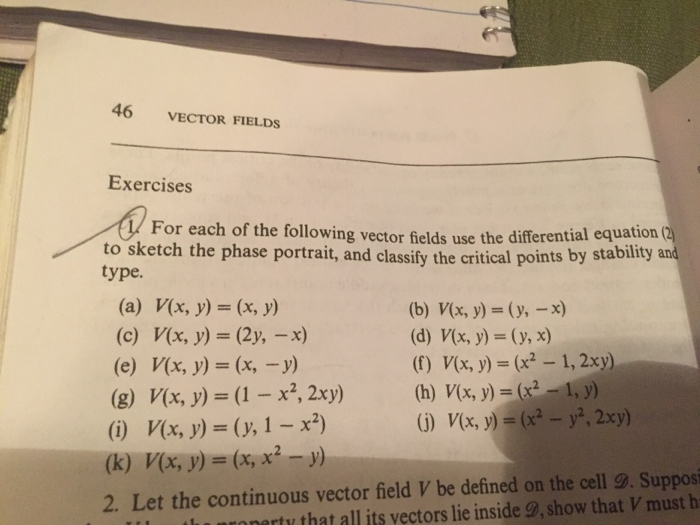 46 VECTOR FIELDS Exercises For each of the following | Chegg.com