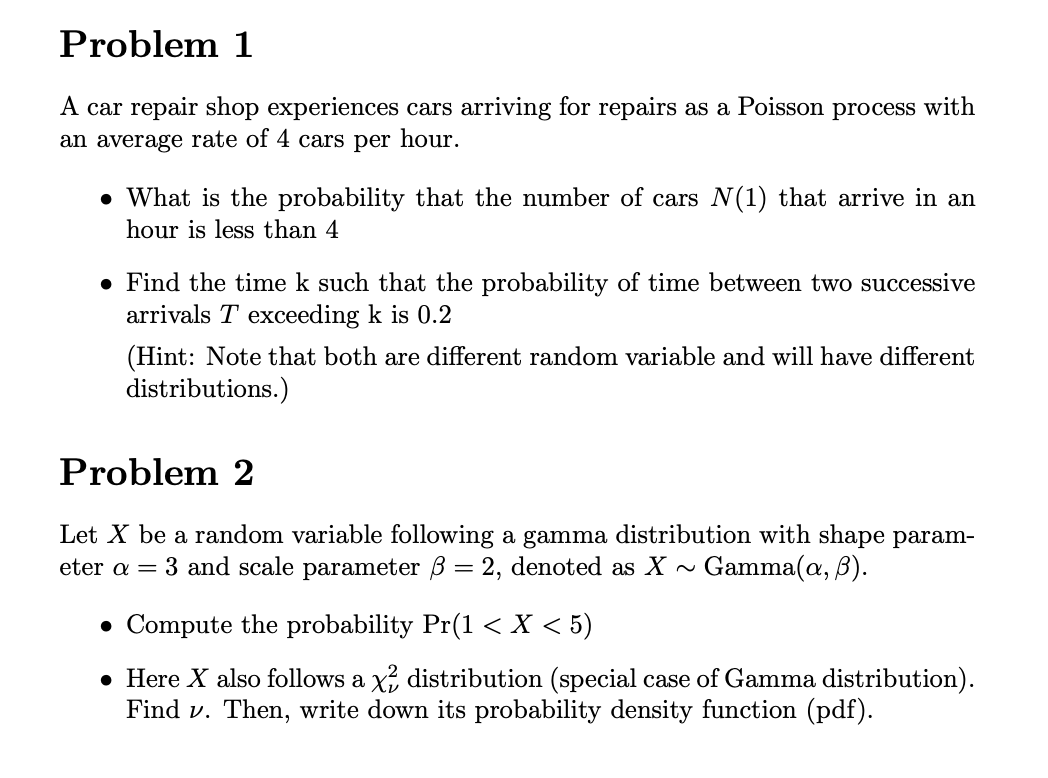 A car repair shop experiences cars arriving for | Chegg.com