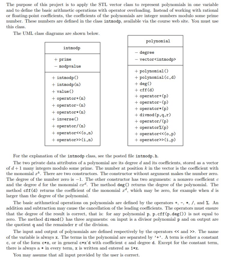 The purpose of this project is to apply the STL | Chegg.com
