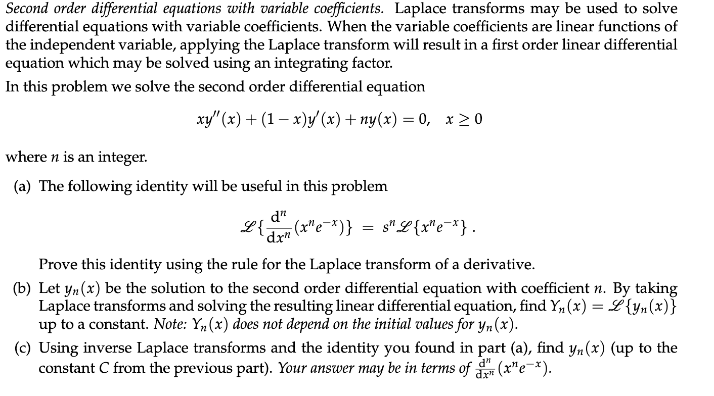 Solved Second order differential equations with variable | Chegg.com