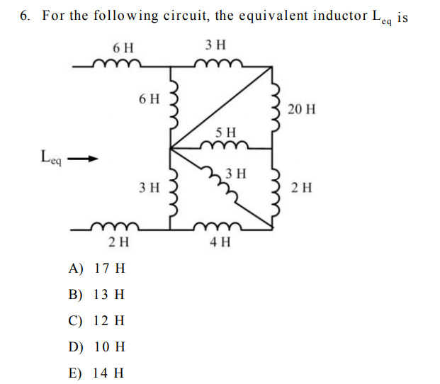 Solved 6. For the follo wing circuit, the equivalent | Chegg.com