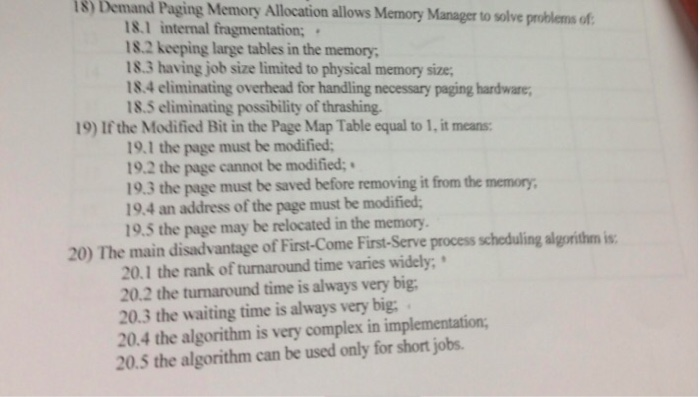 Solved is) Demand Paging Memory Allocation allows Memory | Chegg.com