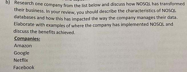 Solved b) Research one company from the list below and | Chegg.com