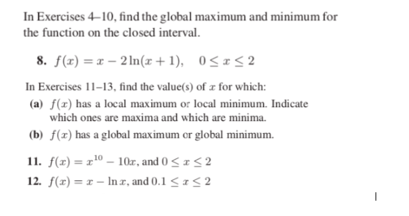 Solved In Exercises 4-10, find the global maximum and | Chegg.com