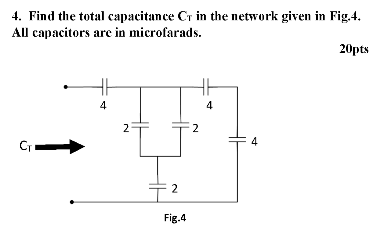 Solved 4. Find the total capacitance Cr in the network given | Chegg.com