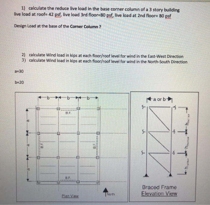 Solved 1) calculate the reduce live load in the base corner | Chegg.com