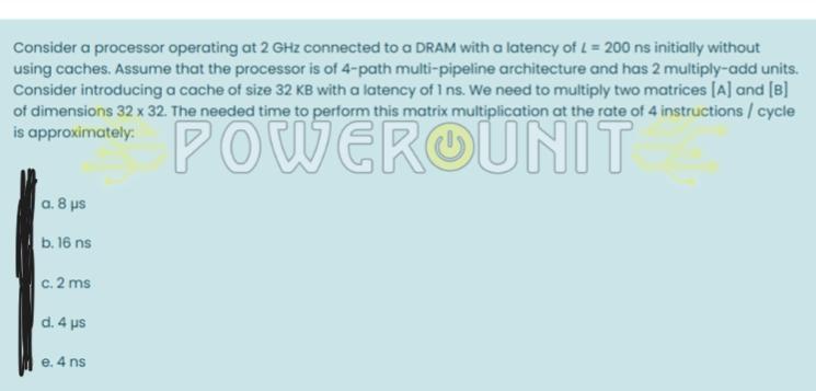 Solved Consider a processor operating at 2 GHz connected to | Chegg.com