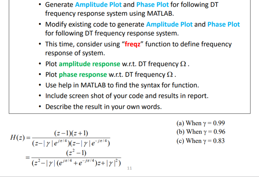 Solved . Generate Amplitude Plot and Phase Plot for | Chegg.com