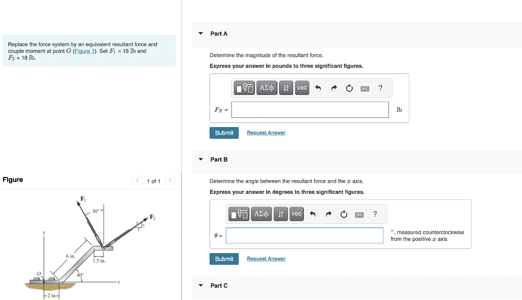 Solved Replace the force system by an equivalent resultant | Chegg.com