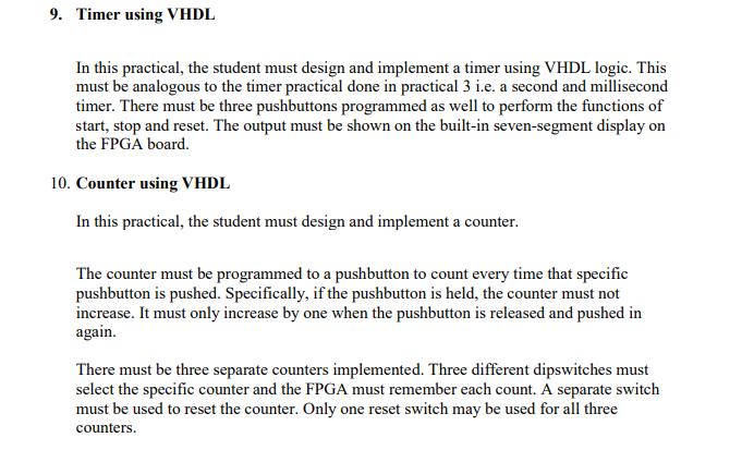 Solved 9. Timer using VHDL In this practical, the student | Chegg.com