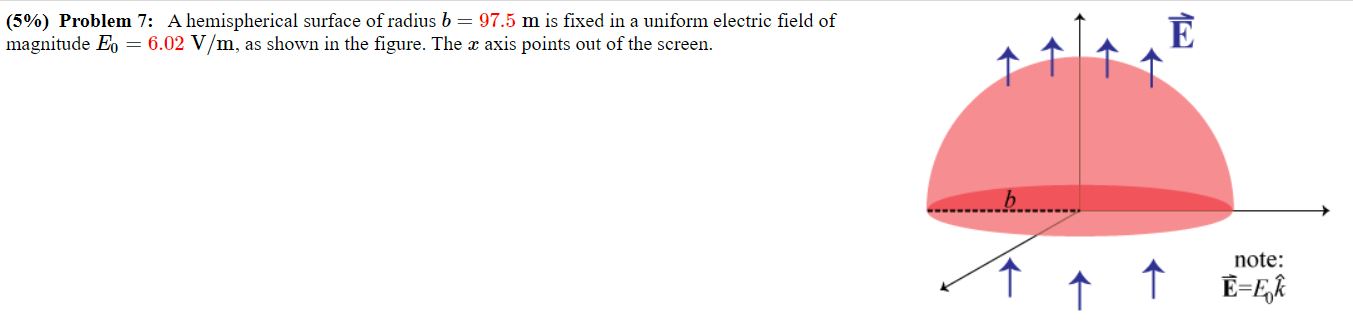 Solved (5\\%) Problem 7: A hemispherical surface of radius | Chegg.com
