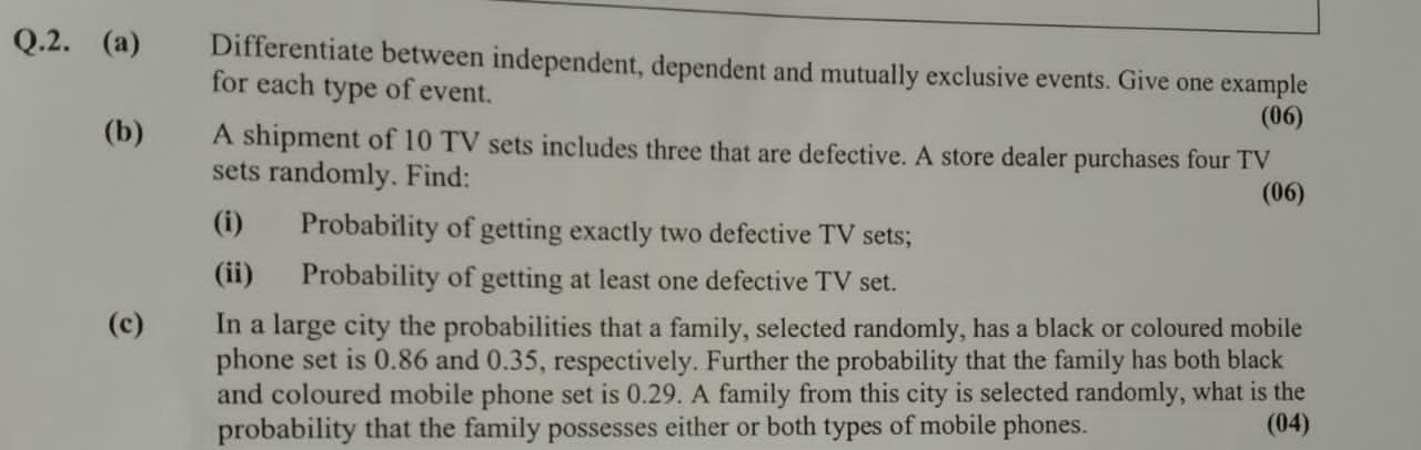 Solved Q.2. (a) Differentiate between independent, dependent | Chegg.com