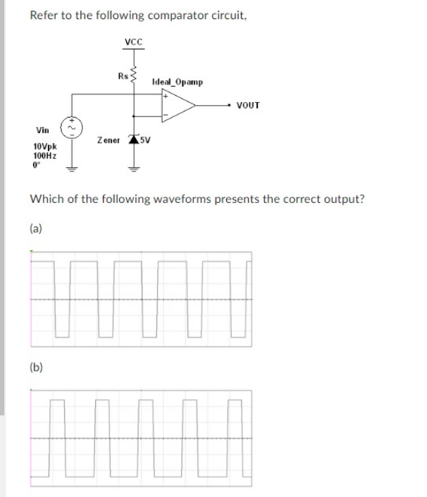 Solved Refer to the following comparator circuit, Which of | Chegg.com