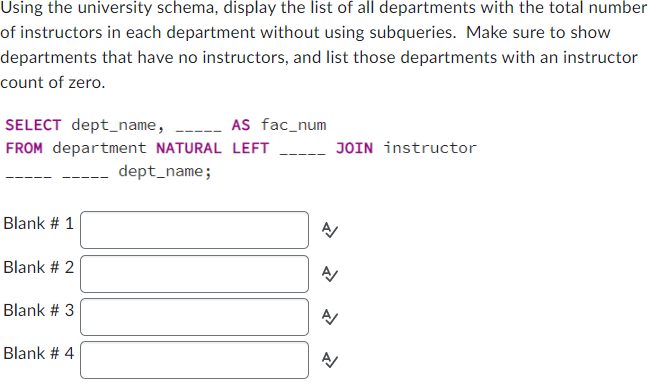 Solved Using the university schema, display the list of all | Chegg.com