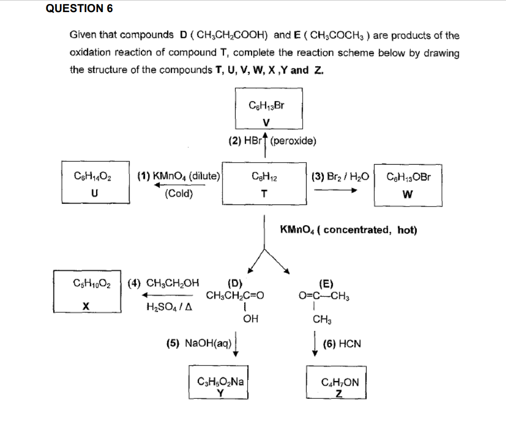 Solved QUESTION 6 Given that compounds D (CH₂CH₂COOH) and E | Chegg.com