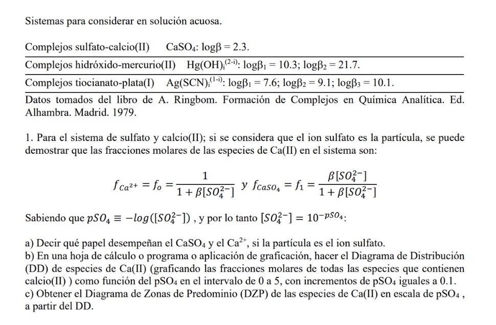 For the system of sulfate and calcium(II); if the | Chegg.com