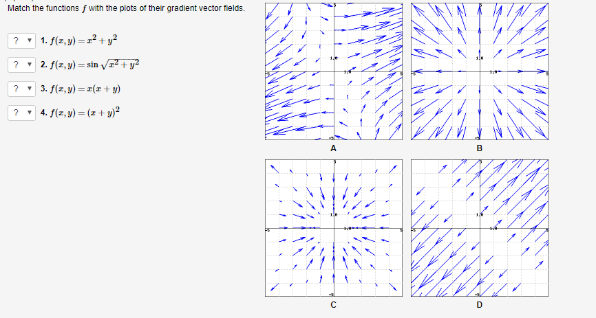 Solved (1 point) Match each vector field with its plot. 1. | Chegg.com