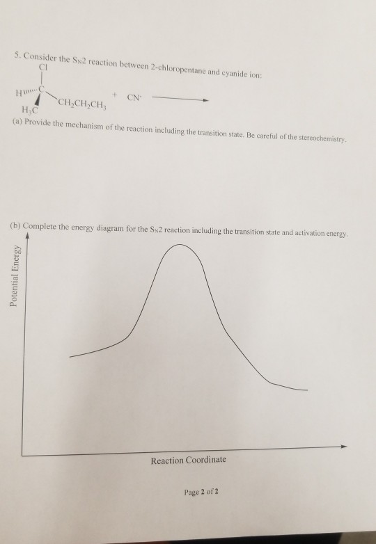 Solved 5. Consider the S2 reaction between 2-chloropentane | Chegg.com