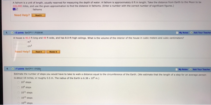 Solved A fathom is a unit of length, usually reserved for | Chegg.com