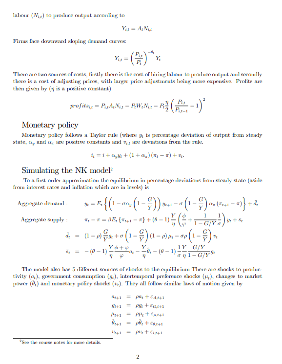 Solved A simple New Keynesian model This is taken from the | Chegg.com