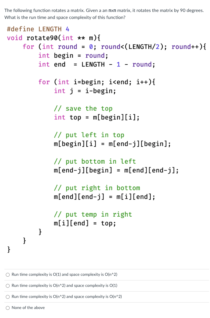 Solved What is the run time and space complexity of this | Chegg.com