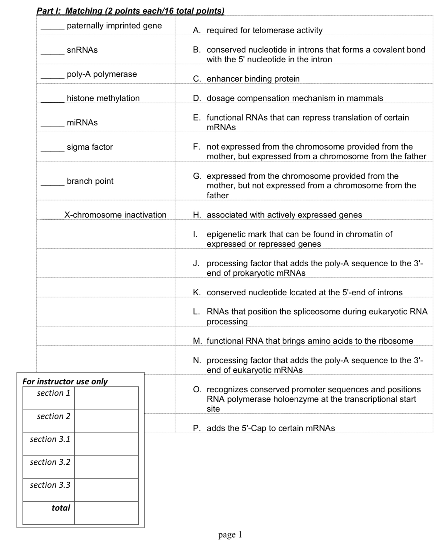 Solved Part l: Matching (2 ﻿points each/16 ﻿total | Chegg.com