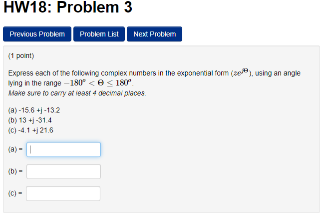 Solved HW18: Problem 3 Previous Problem Problem List Next | Chegg.com