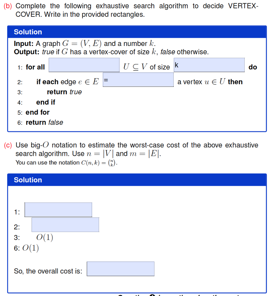 Solved (b) Complete the following exhaustive search | Chegg.com