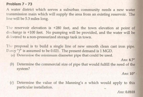 Solved Problem 7 - 73 A water district which serves a | Chegg.com