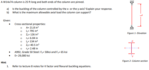 W14 774 column is 25ft long and both ends of the | Chegg.com