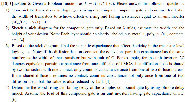 Solved [18] Question 5: Given a Boolean function as F = A. | Chegg.com