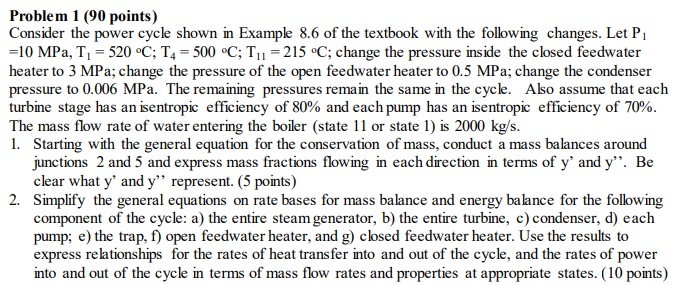 Solved Problem 1 (90 points) Consider the power cycle shown | Chegg.com