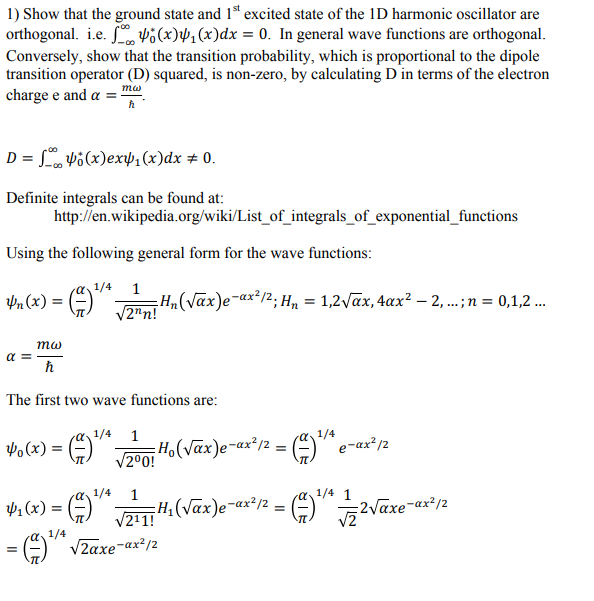 Solved 1) Show that the ground state and 1st excited state | Chegg.com
